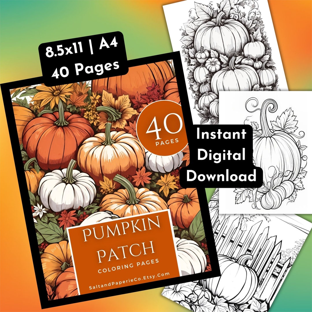 Pumpking Coloring Pages, Autumn Pumpkin Coloring Book,pumpkin Patch ...