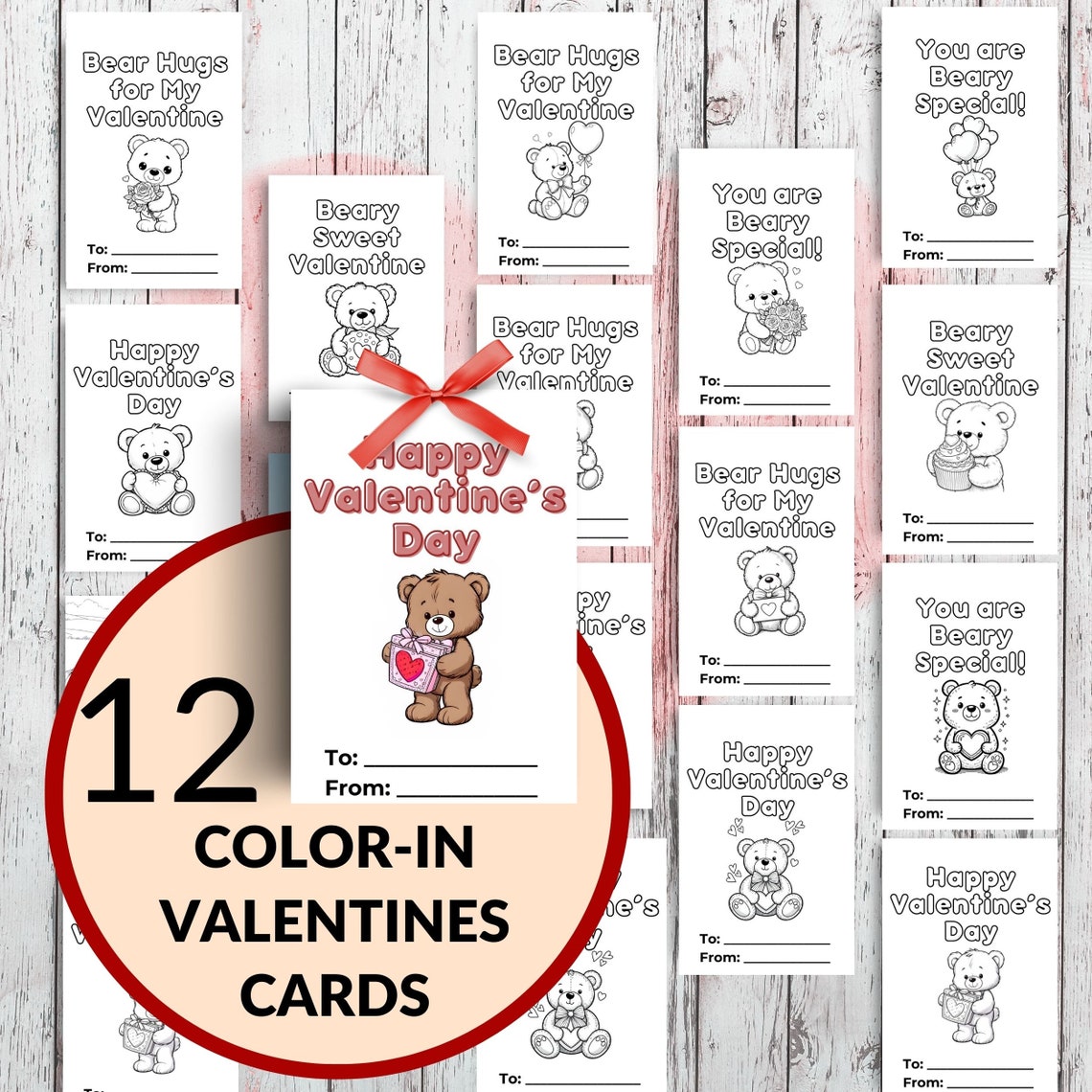Coloring Valentine's Day Cards for Kids, Classroom Cards, Valentine Day ...