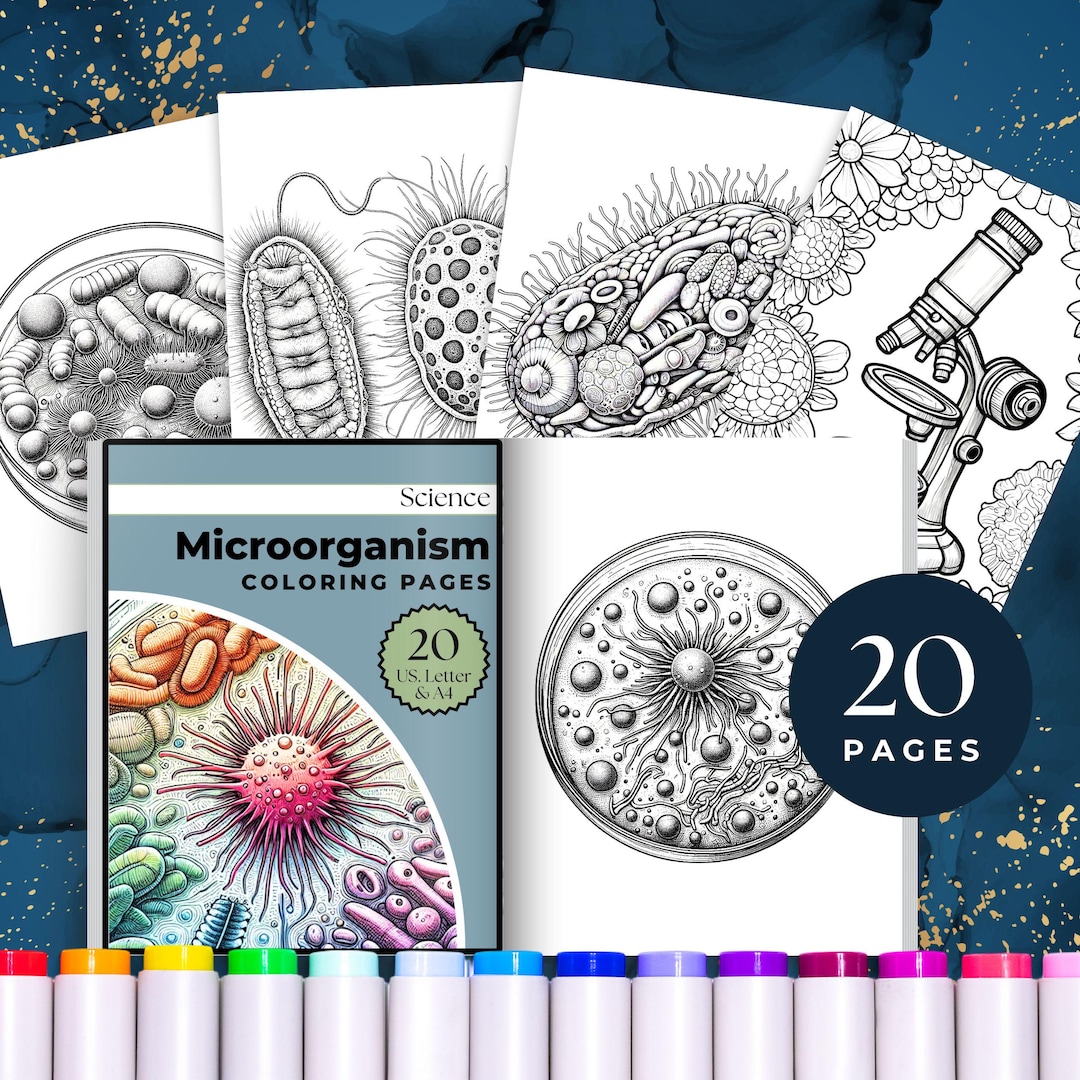 Microorganisms Coloring Pages for Adults Kids, Science Coloring,germ ...