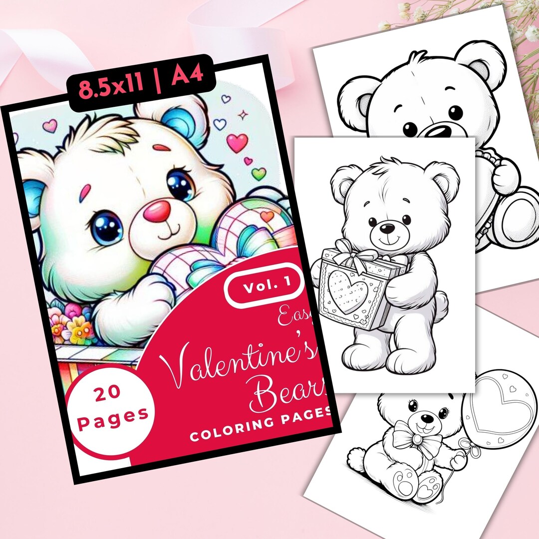 Valentine's Day Coloring Pages, Bear Colouring, Kid's Valentine ...