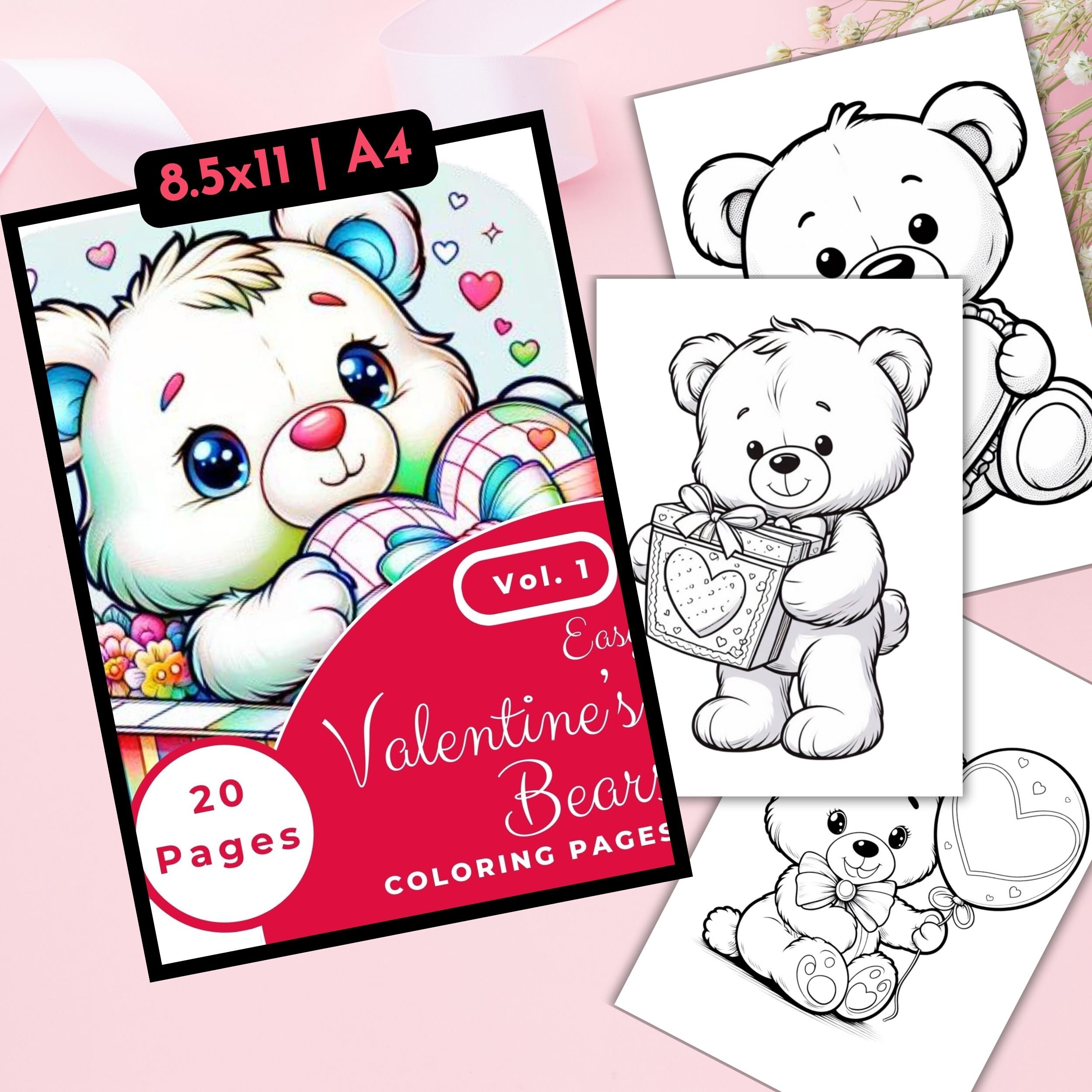Valentine's Day Coloring Pages, Bear Colouring, Kid's Valentine ...