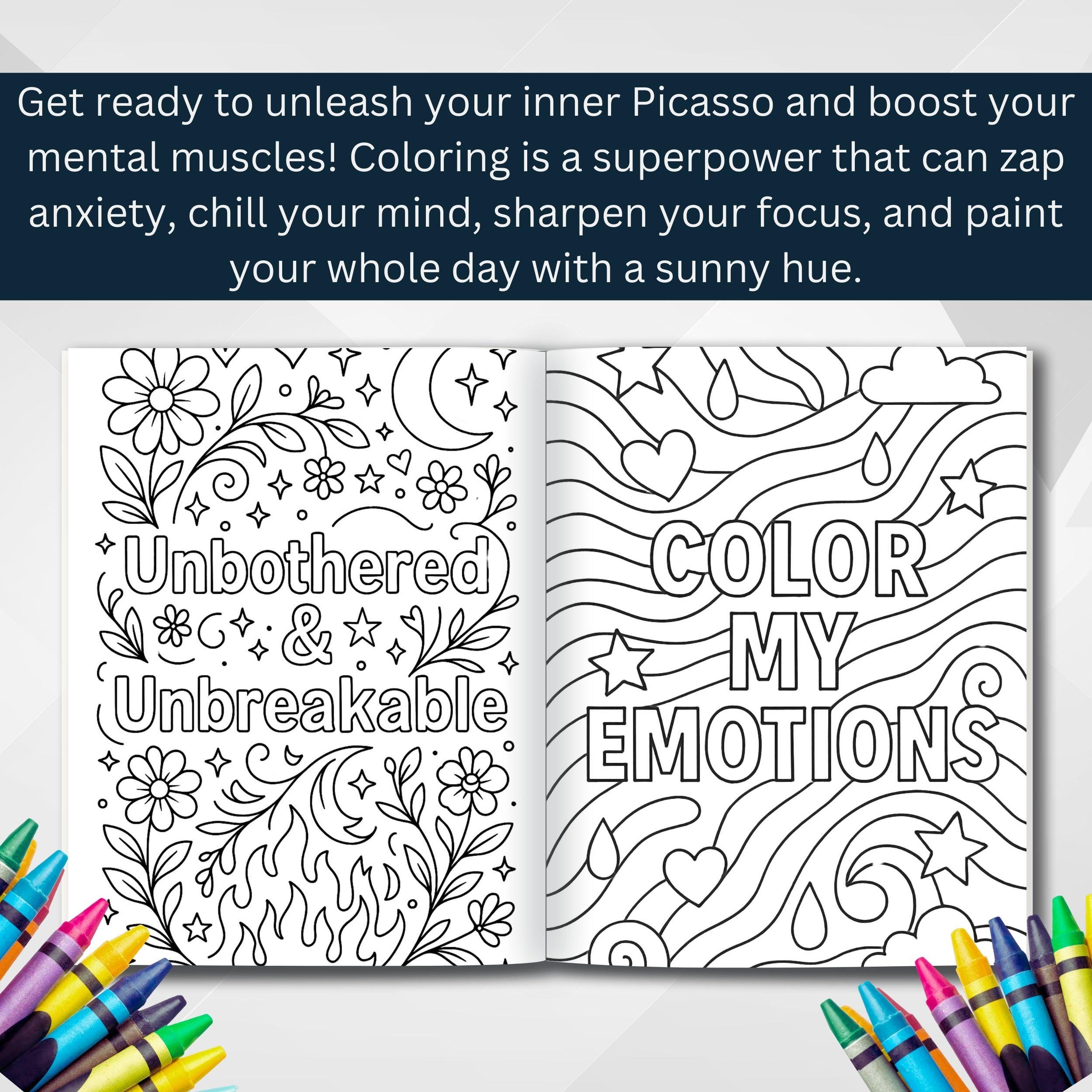 Emotions Coloring Book: Printable Affirmations, Self-love Art (PDF) - Etsy