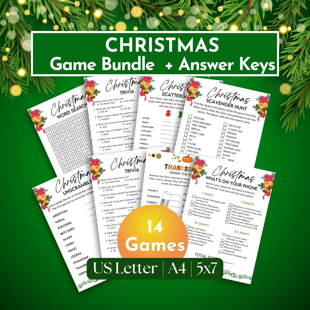 Christmas Family Game Printable Game Bundle Xmas Party Game - Etsy
