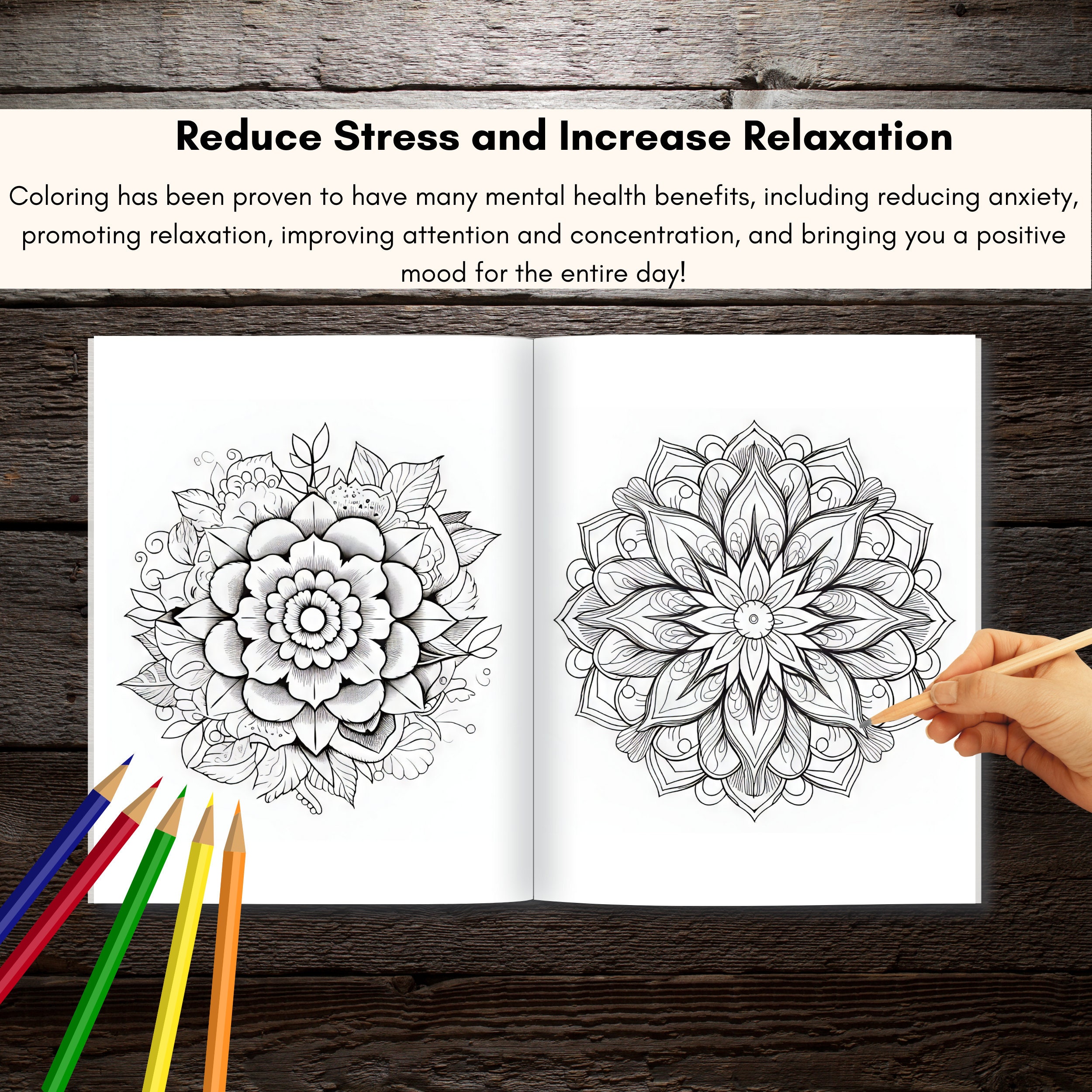 Mandala Flower Coloring Page, Floral Mandala Design for Relaxation ...