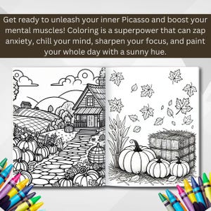 Cozy Autumn Coloring Pages, Adults Kids Colouring Book, Pumpkin Apple ...
