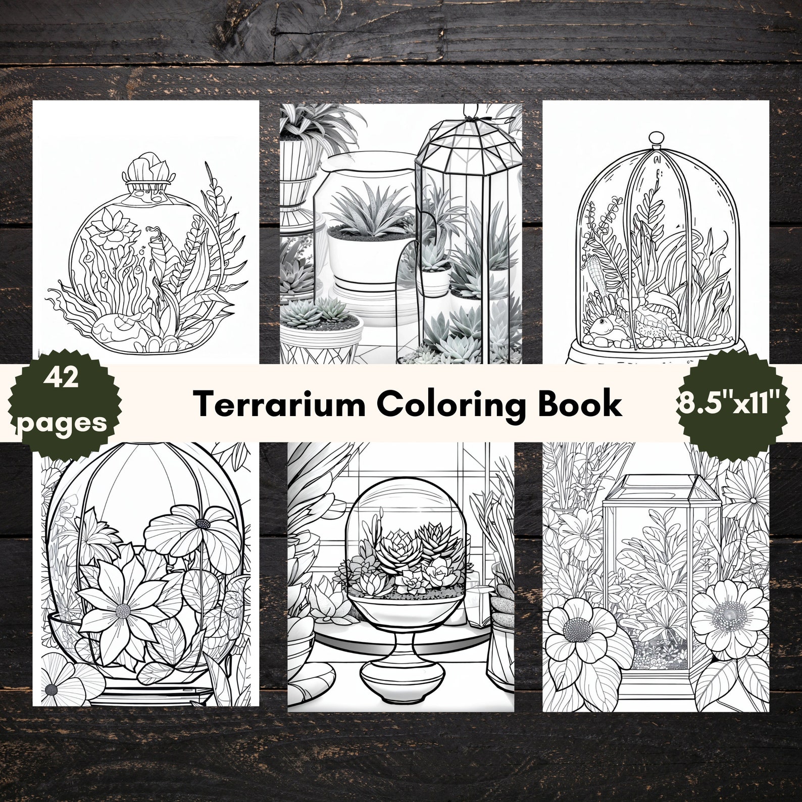 Terrarium Coloring Pages, Mindfulness, Adults and Kids Coloring Page ...