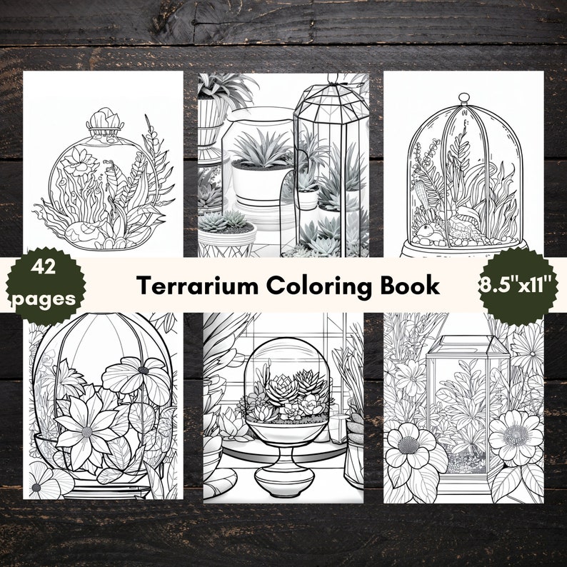 Terrarium Coloring Pages, Mindfulness, Adults and Kids Coloring Page ...
