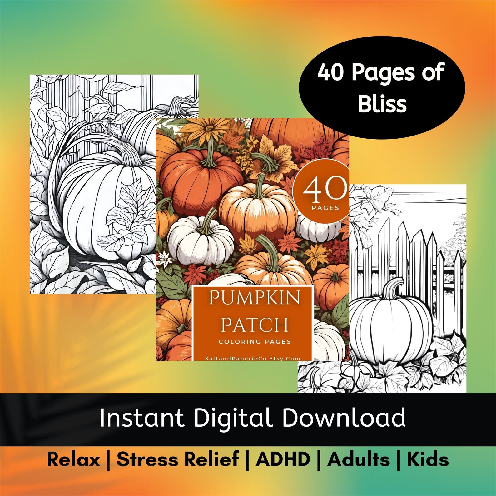 Pumpking Coloring Pages, Autumn Pumpkin Coloring Book,pumpkin Patch ...