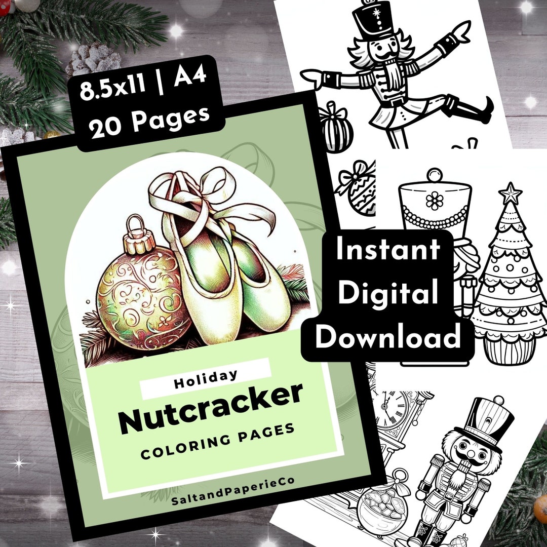 Nutcracker Coloring Book, Adults & Kids Colouring Pages, Christmas ...