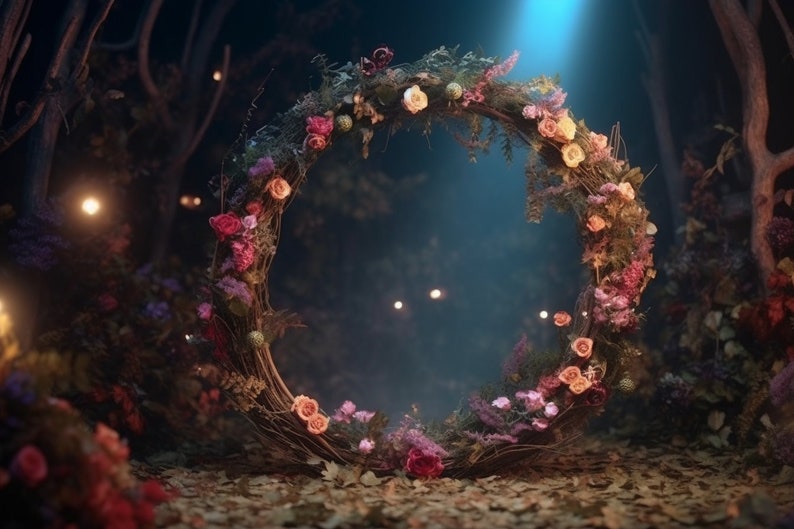 20 Magic Forest Floral Ring Digital Backdrops Floral Hoop - Etsy