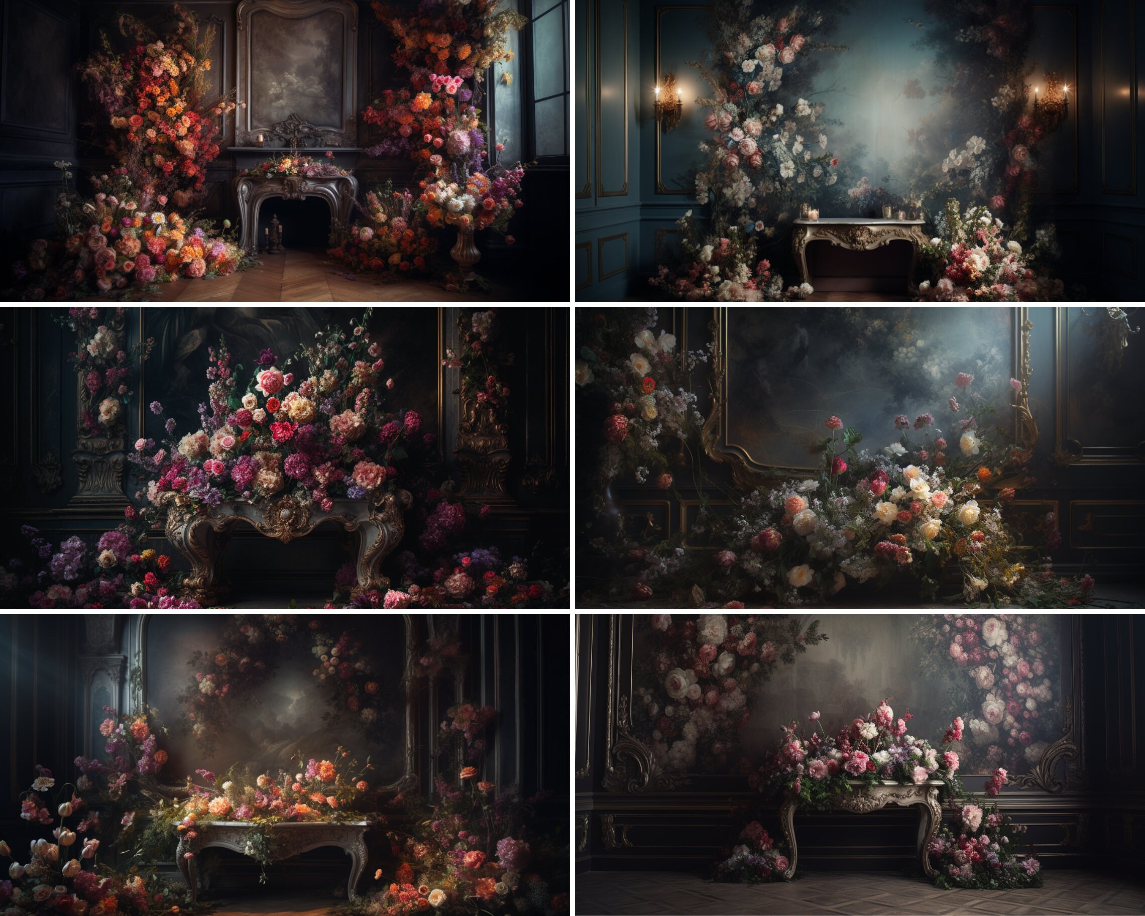 Baroque Flowers Studio Digital Backdrops - Photography Background ...
