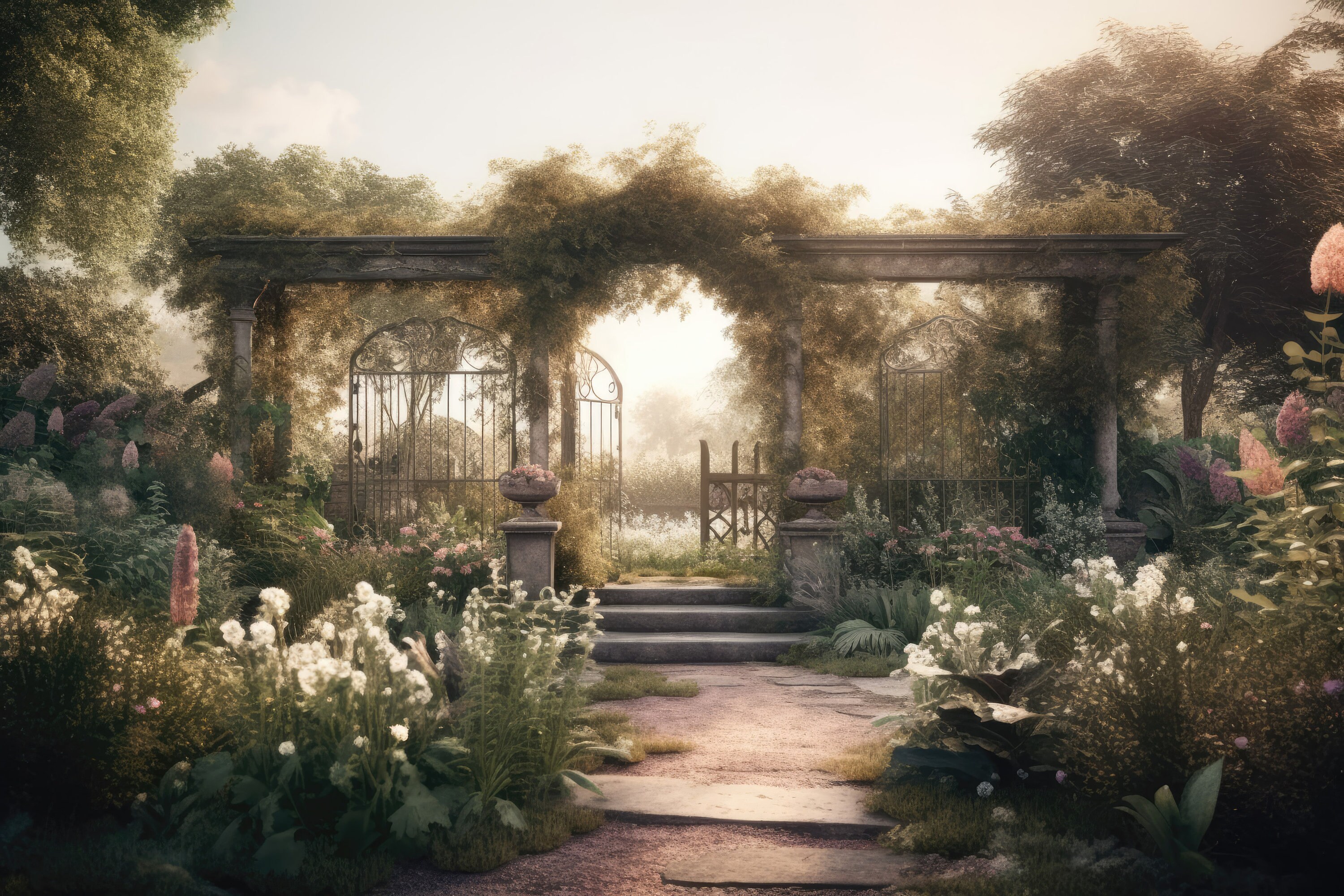 Painted English Garden Studio Backdrops - Photography Background ...
