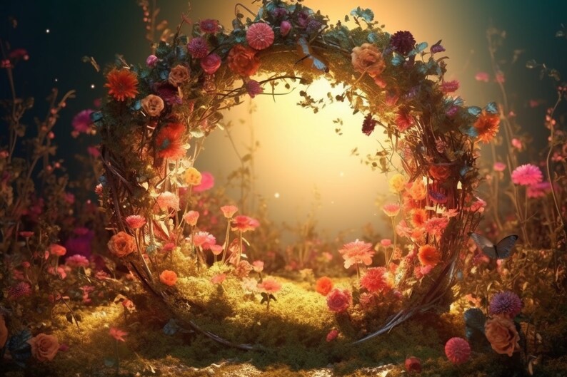 20 Magic Forest Floral Ring Digital Backdrops Floral Hoop - Etsy