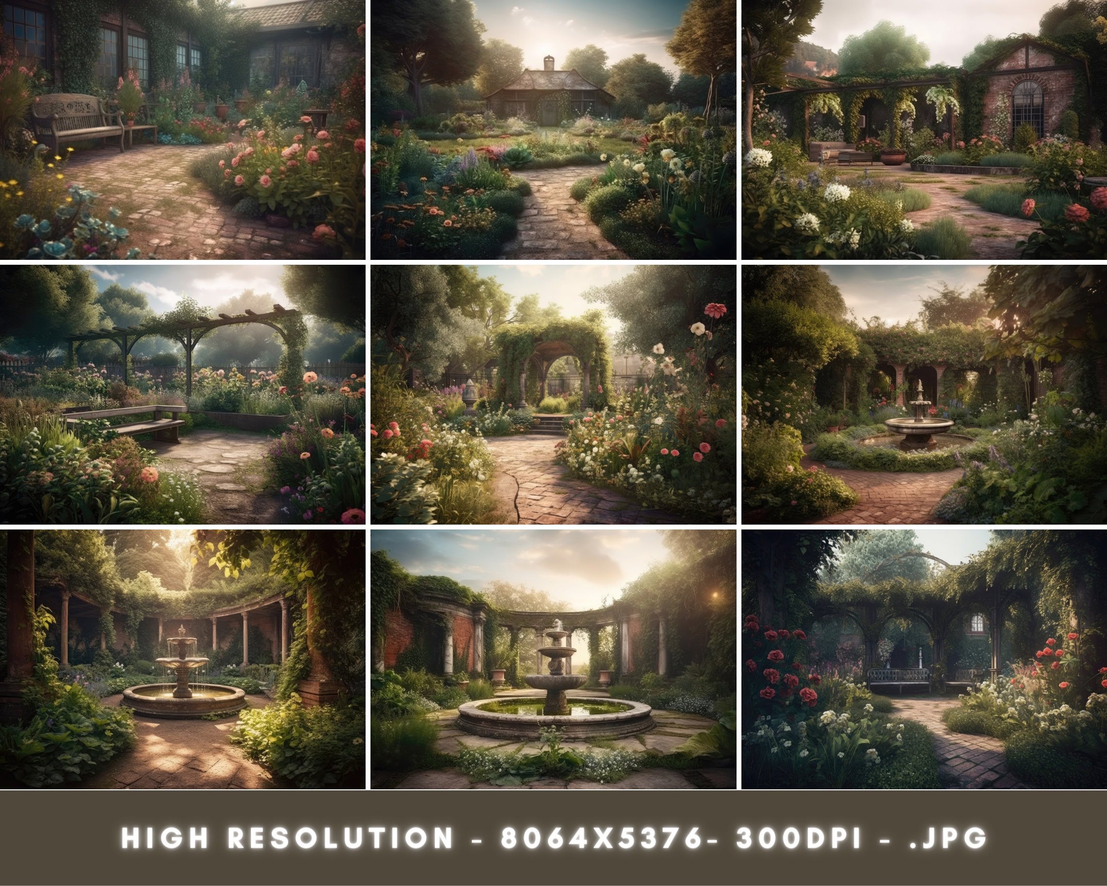 Painted English Garden Studio Backdrops - Photography Background ...