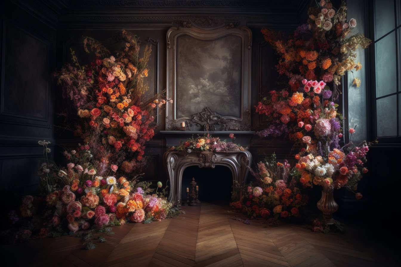 Baroque Flowers Studio Digital Backdrops - Photography Background ...