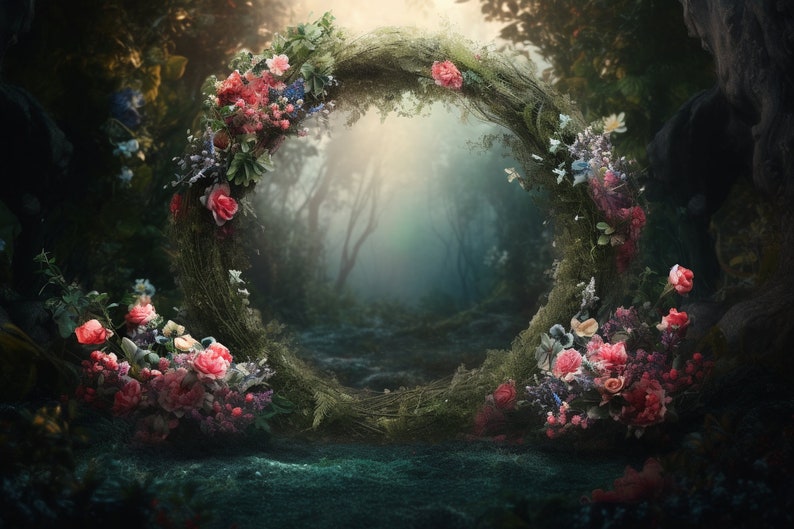 20 Magic Forest Floral Ring Digital Backdrops Floral Hoop - Etsy