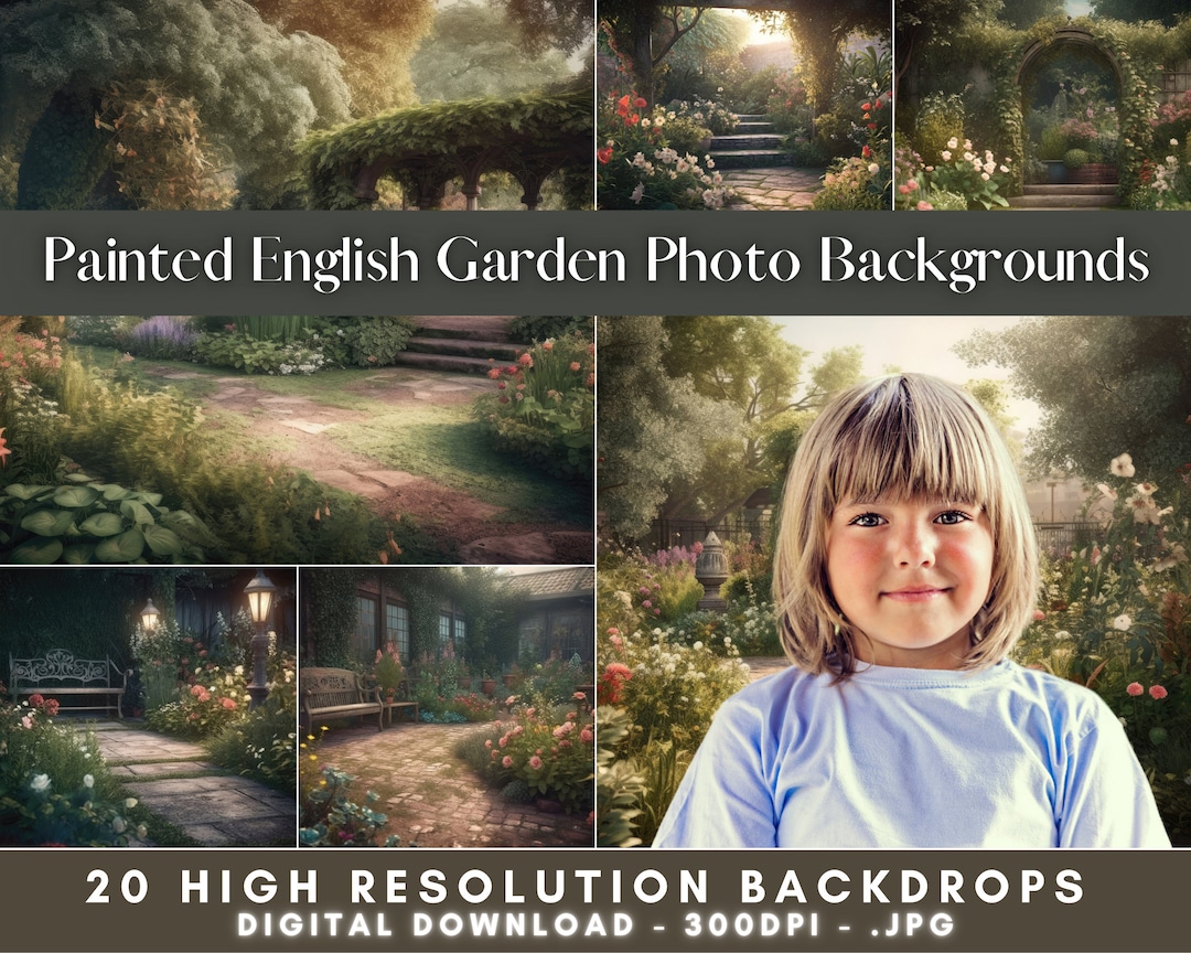 Painted English Garden Studio Backdrops - Photography Background ...