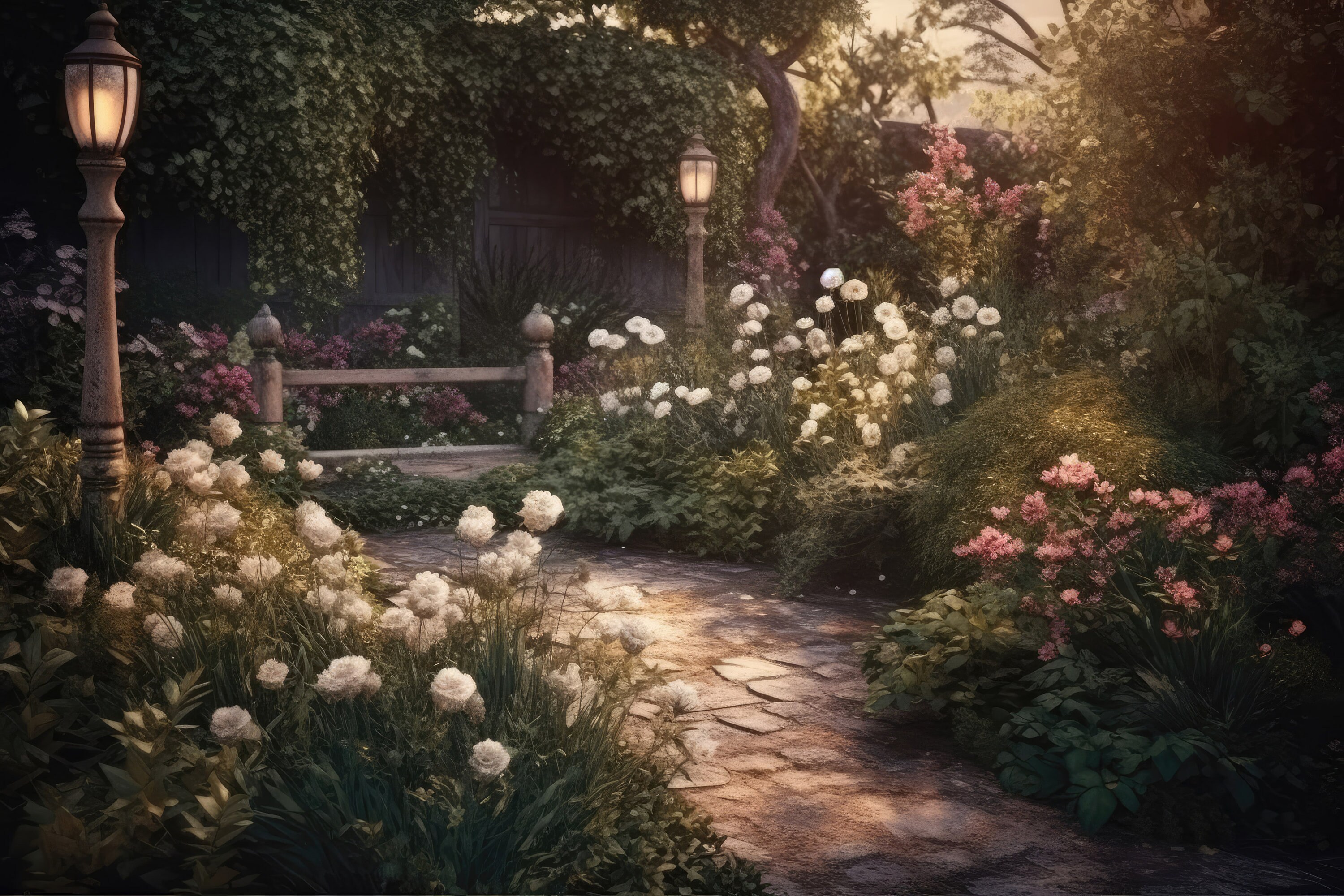 Painted English Garden Studio Backdrops Photography Background Digital ...