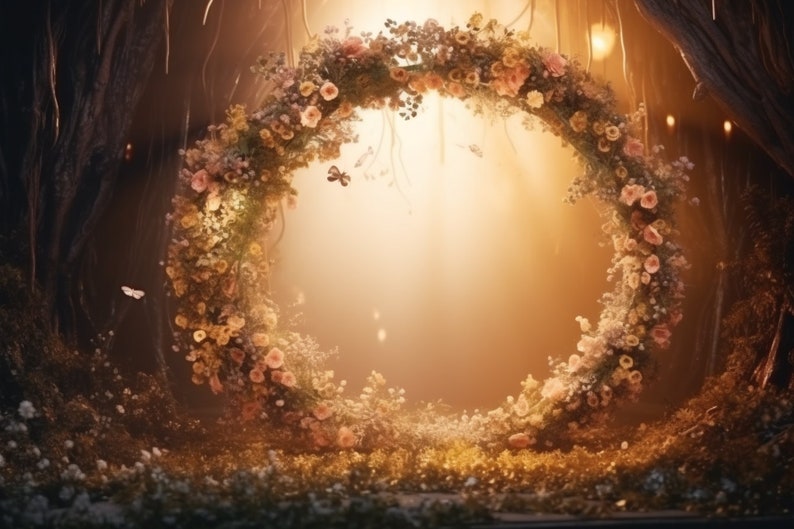 20 Magic Forest Floral Ring Digital Backdrops Floral Hoop - Etsy
