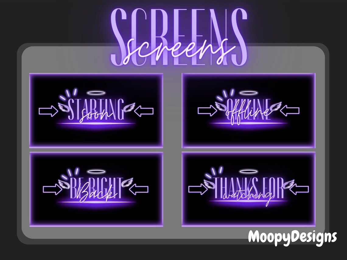 Neon Fever purple Twitch Streamer Pack Screens Cam - Etsy