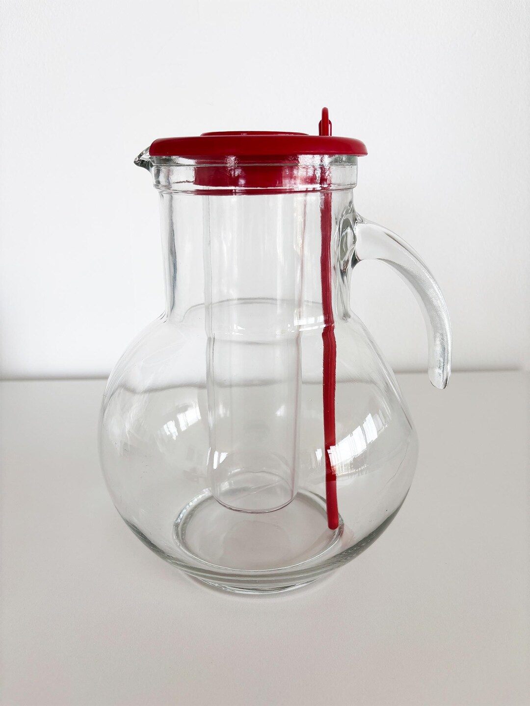 Pitcher Jug Vintage Bormioli Rocco Glass With Lid, Stir Stick and Ice ...