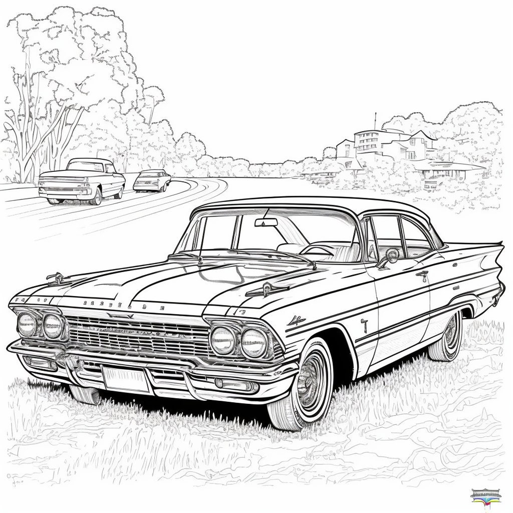 Classic Car Coloring Pages Instant Download Digital AI Art Vintage Cars ...