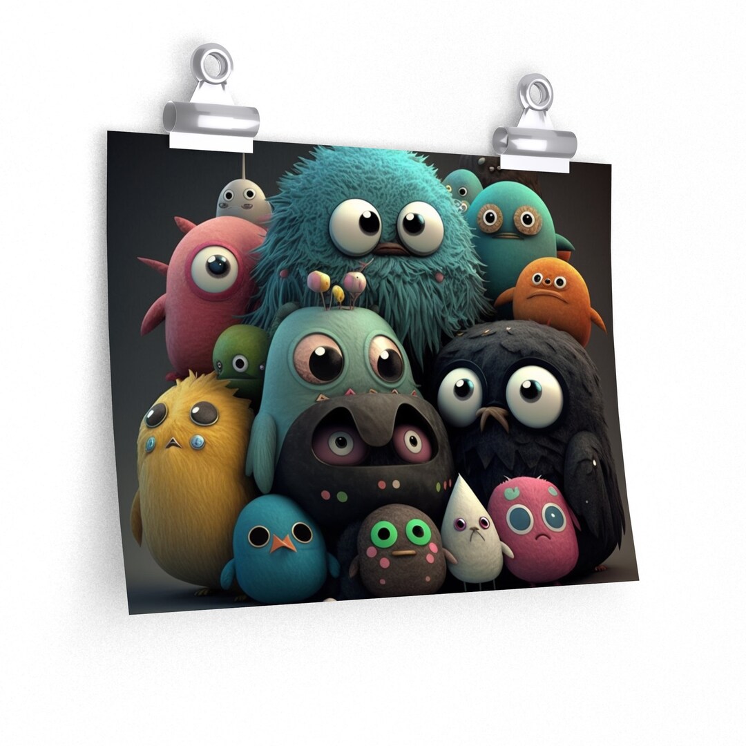 Colorful Monster Poster Wall Art Digital AI Artwork Wall Hanging Art ...