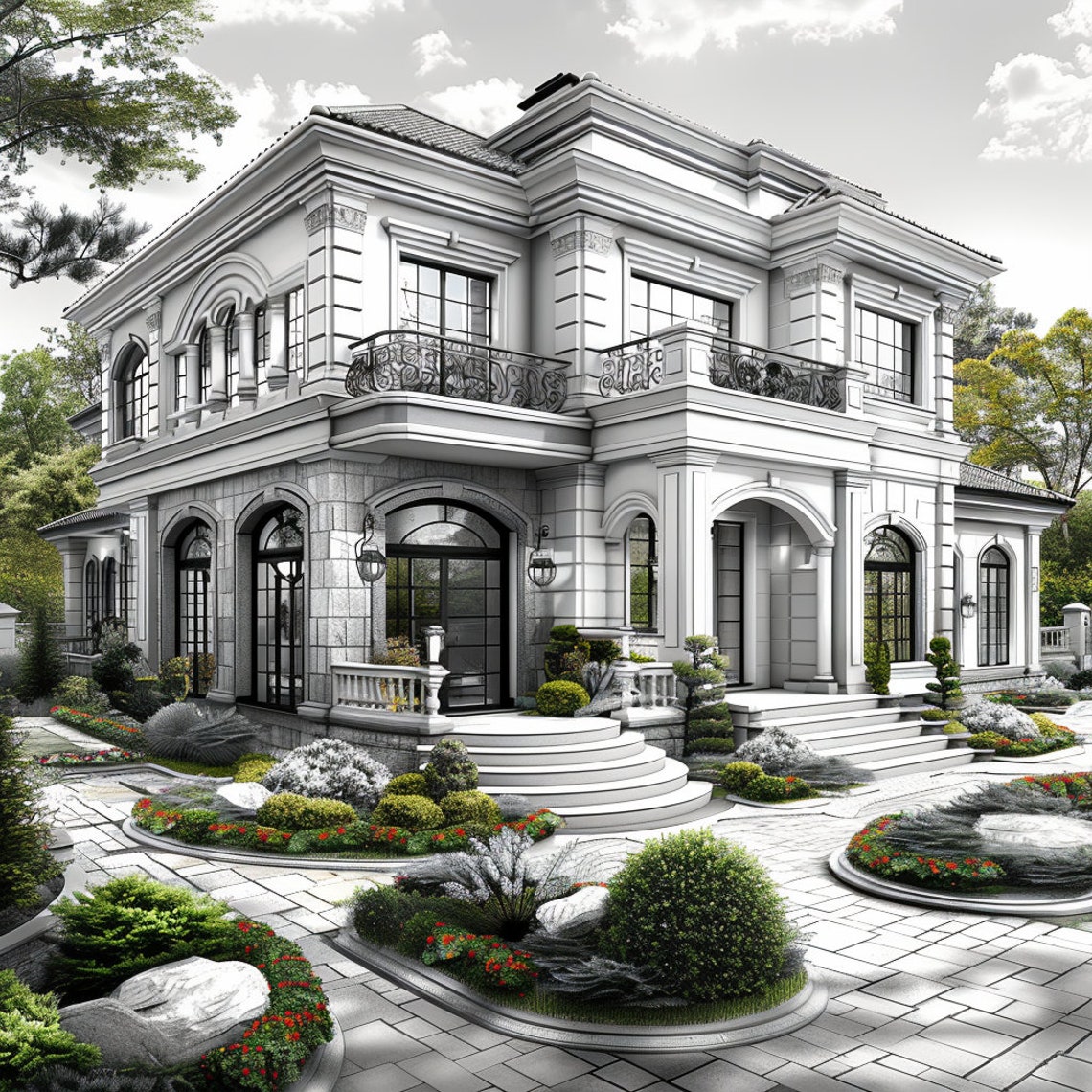 Big Mansion Coloring Pages Printable Downloadable Coloring Artwork Teen ...
