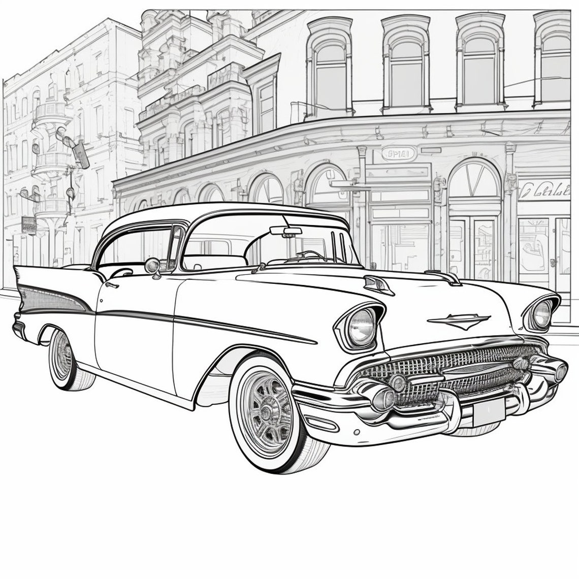 Classic Car Coloring Pages Instant Download Digital AI Art Vintage Cars ...
