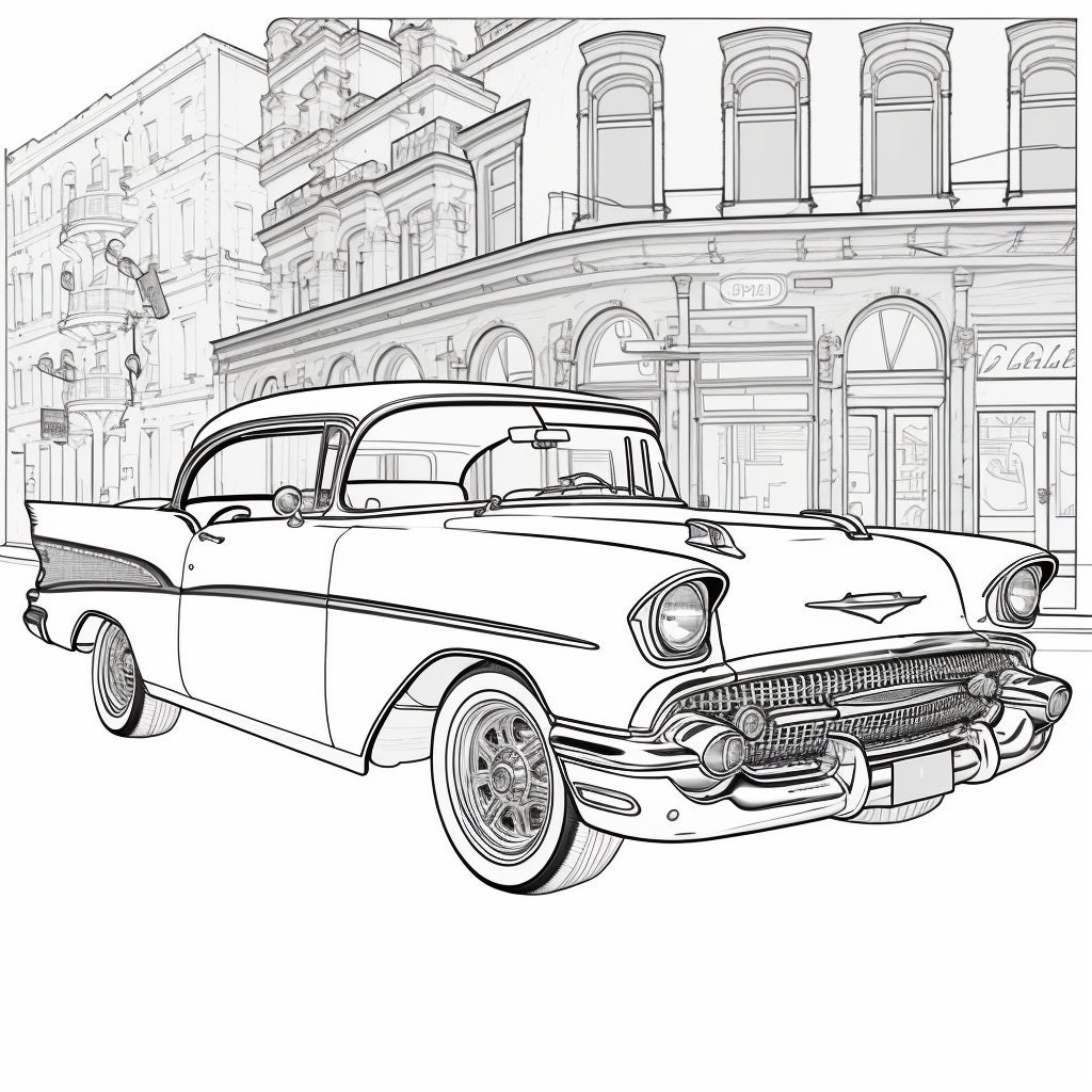 Classic Car Coloring Pages Instant Download Digital AI Art Vintage Cars ...