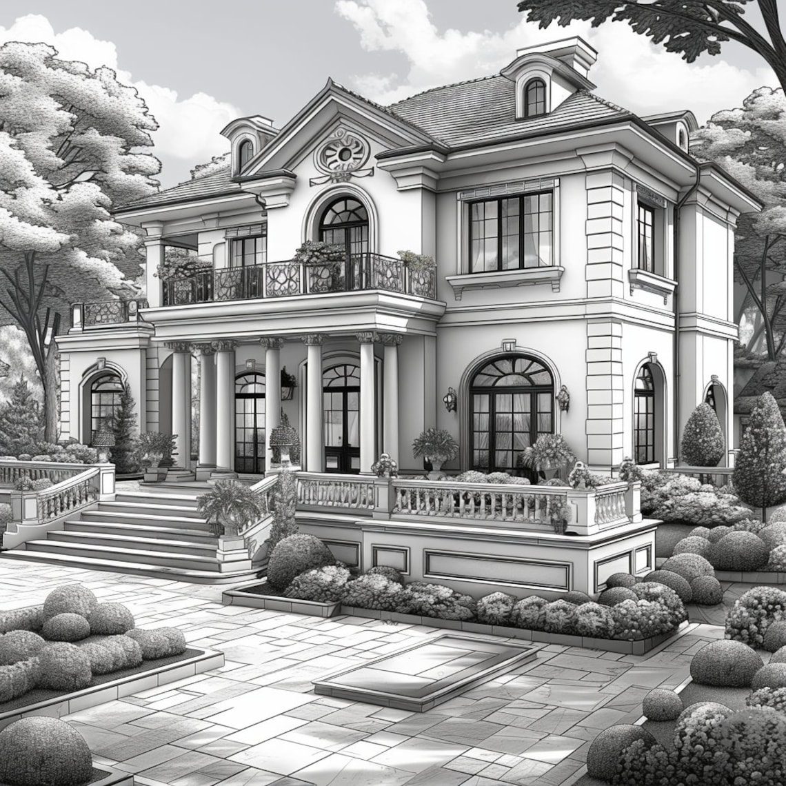 Big Mansion Coloring Pages Printable Downloadable Coloring Artwork Teen ...