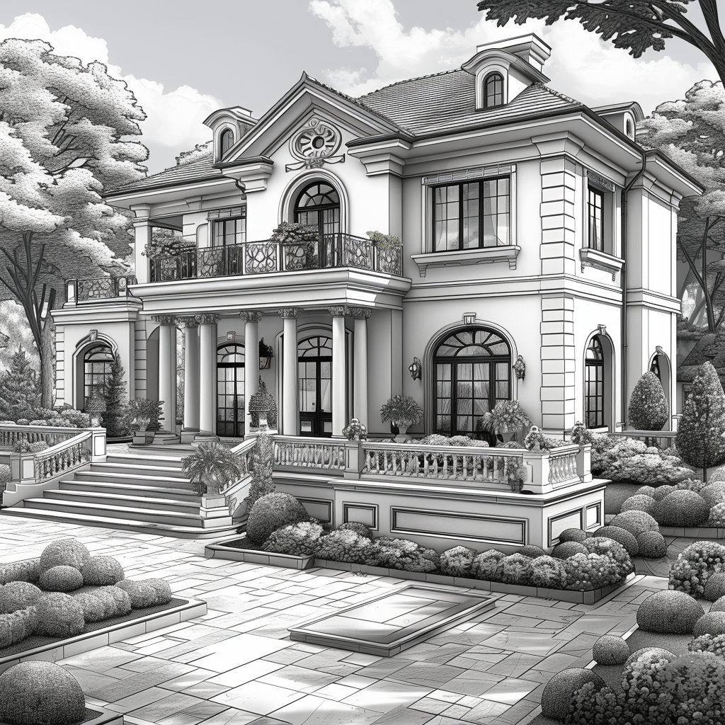 Big Mansion Coloring Pages Printable Downloadable Coloring Artwork Teen ...