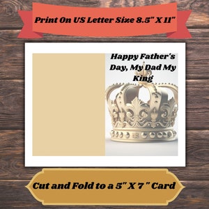 My Dad is King Father's Day Card Instant Download Printable ...