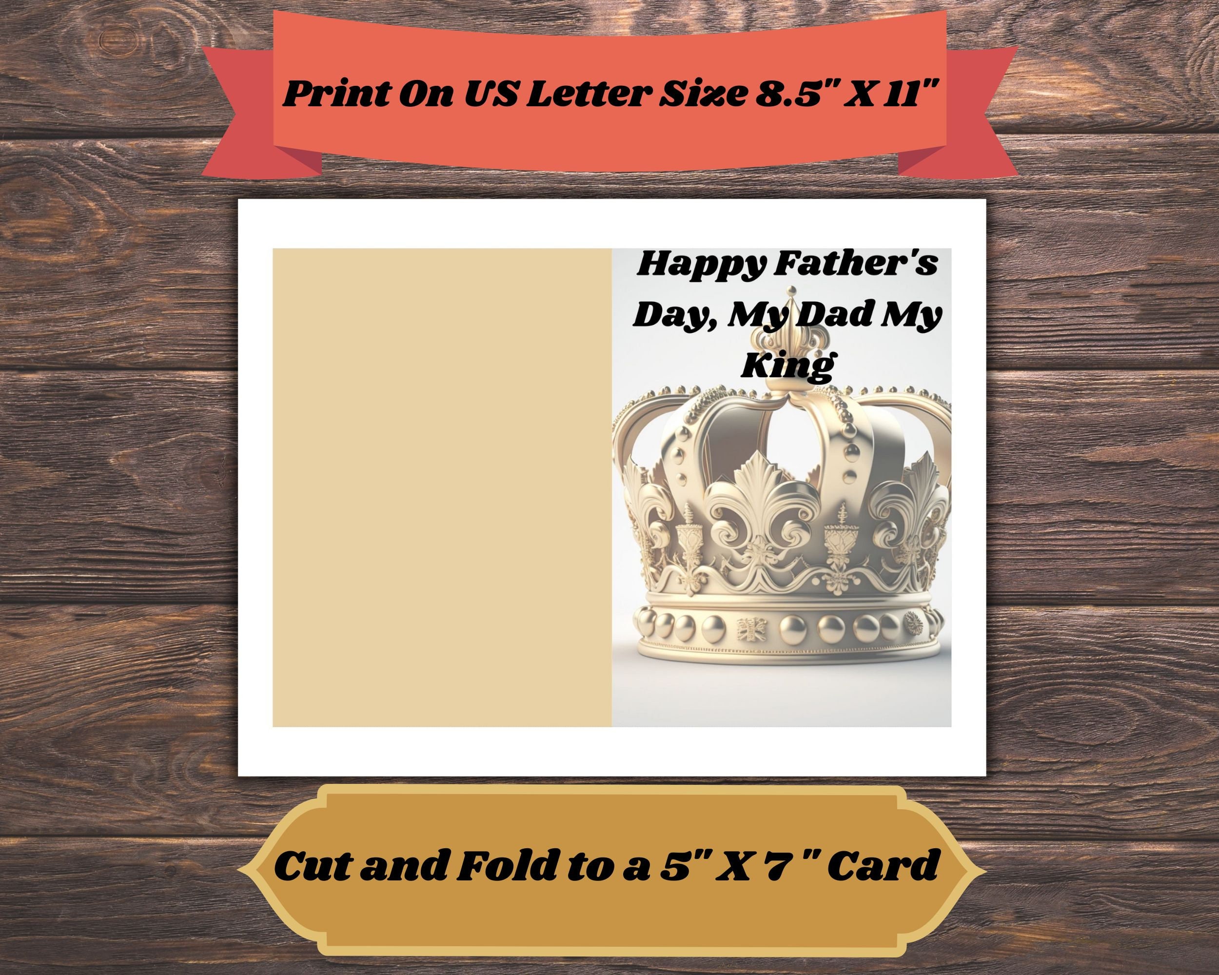 My Dad is King Father's Day Card Instant Download Printable ...