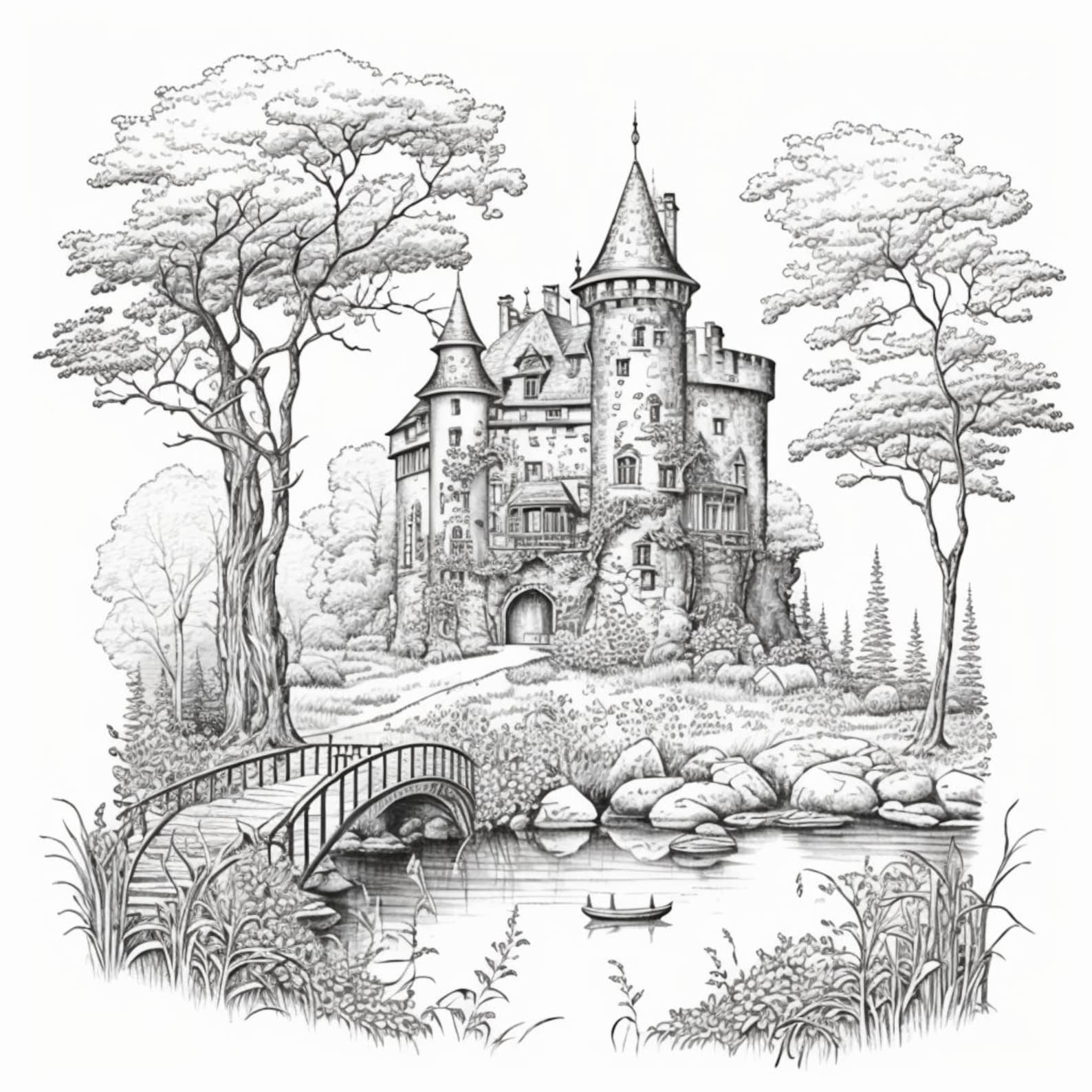 Medieval Castle Coloring Pages Printable Downloadable Coloring Kids ...