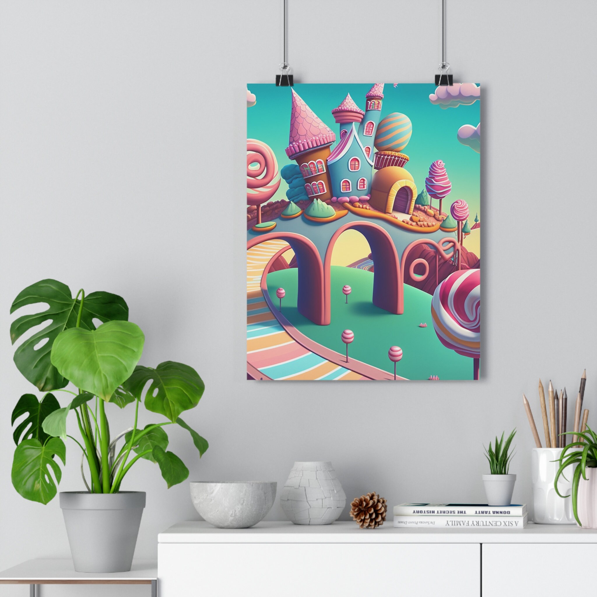 Colorful Candyland Kids Poster Wall Art Digital AI Artwork Wall Hanging ...