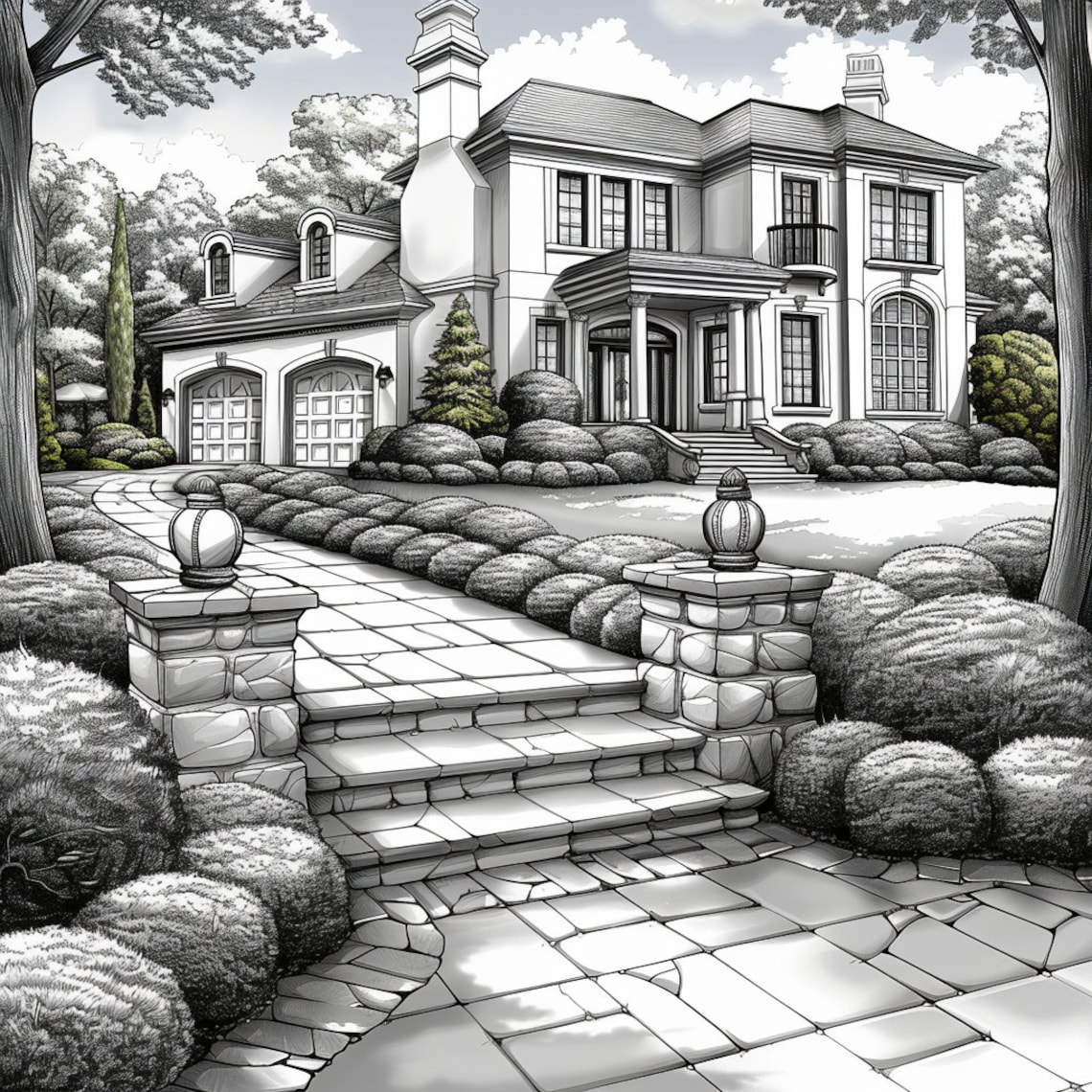 Big Mansion Coloring Pages Printable Downloadable Coloring Artwork Teen ...
