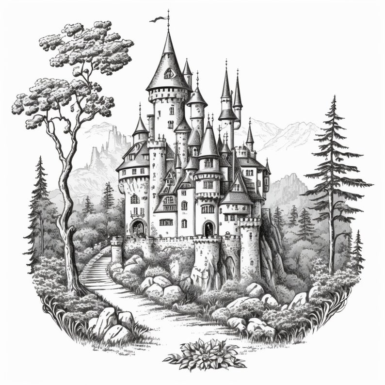 Medieval Castle Coloring Pages Printable Downloadable Coloring Kids ...
