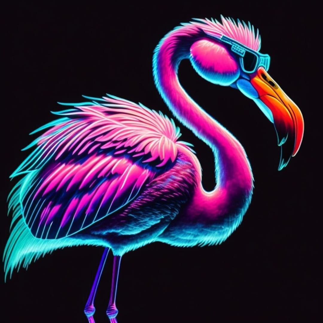 Neon Flamingo Sticker - Etsy