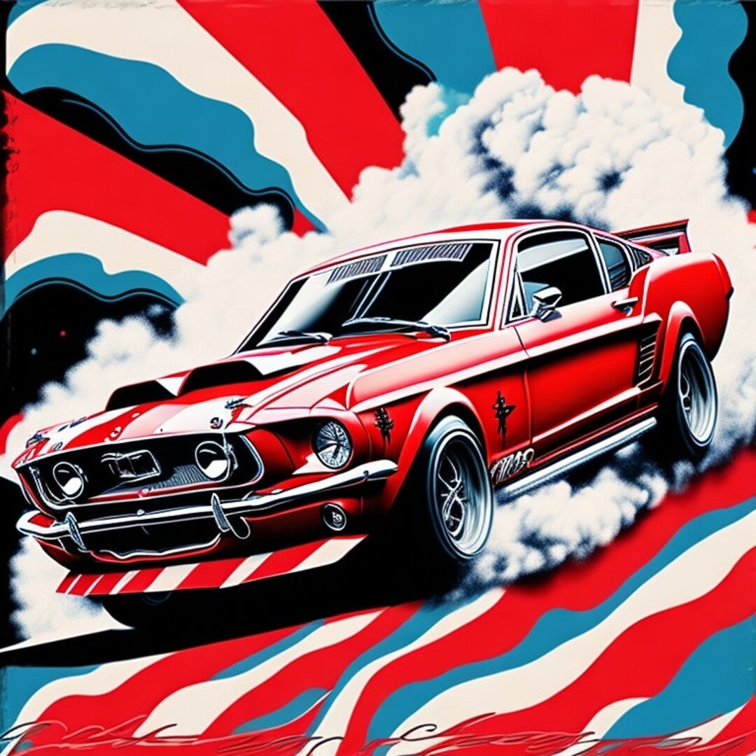 Red Mustang. Red, White and Blue Sticker. - Etsy