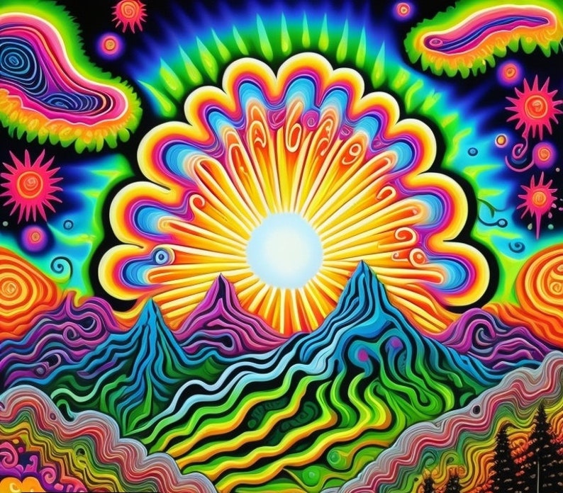 Psychedelic Sunset Sticker - Etsy