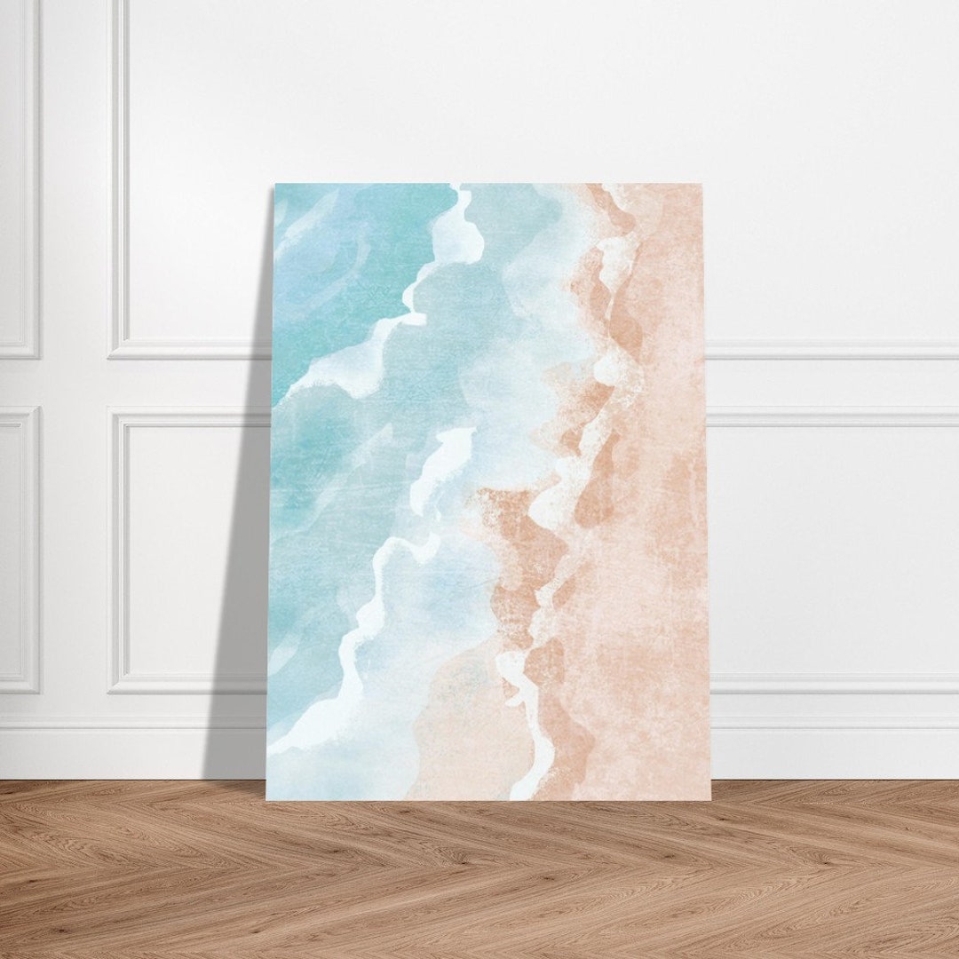 Red Sand Beach Boho Nature Poster: Simply Drawn Landscape, Relaxing ...