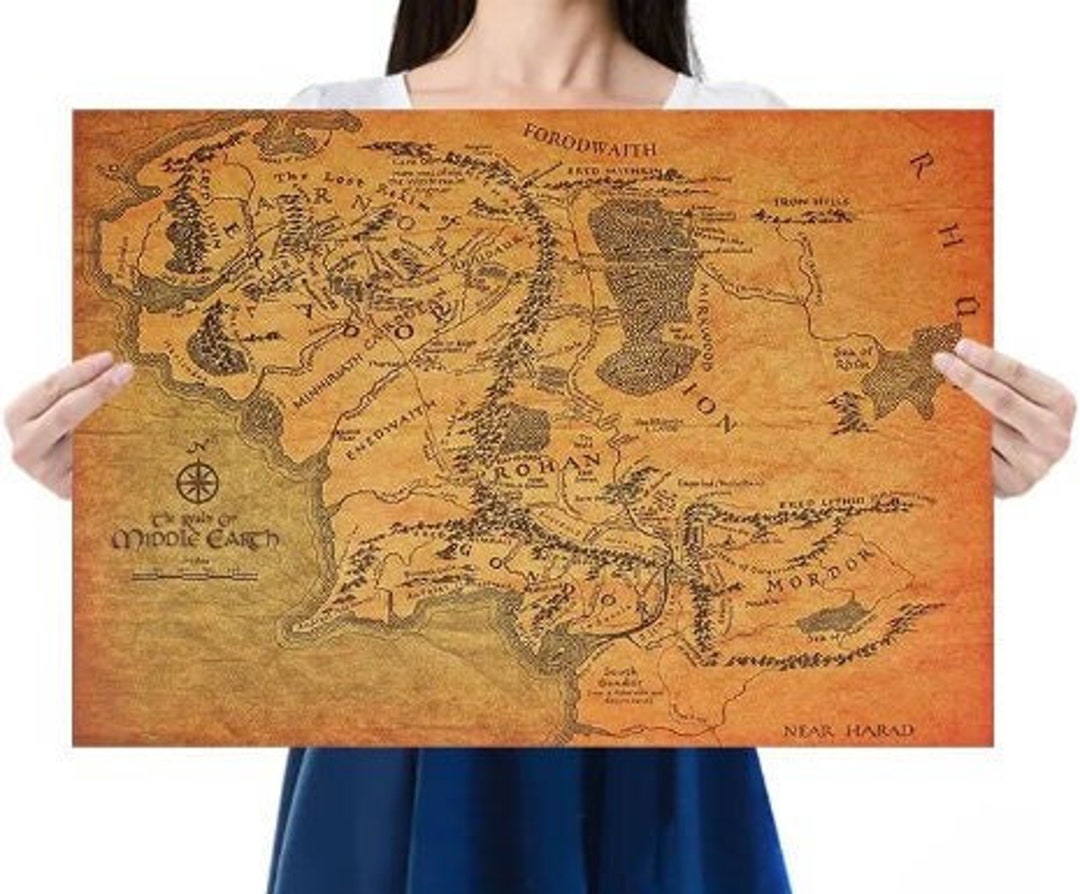 Middle Earth Retro Vintage Poster Map of Middle Earth Poster - Etsy