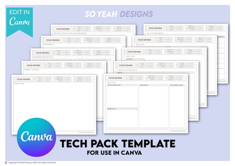 Canva Tech Pack Template Editable 10 Page | Free Sample Hoodie Fashion ...