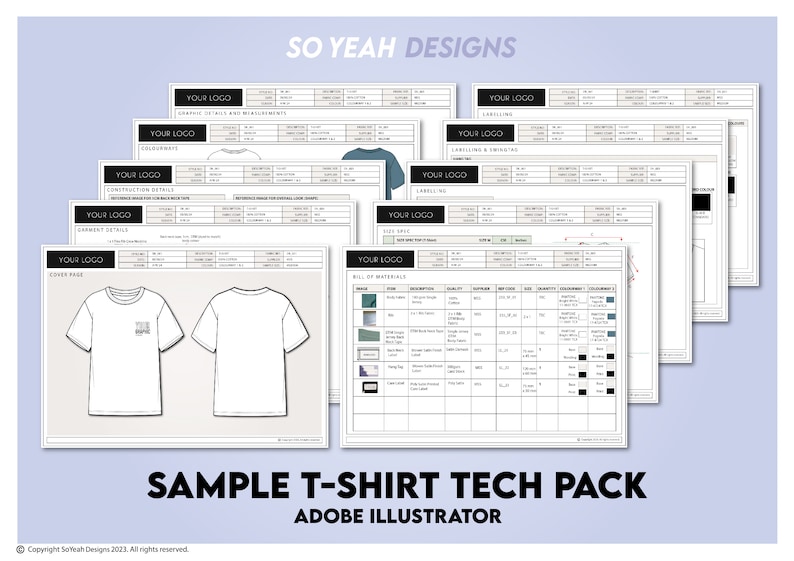 Sample Tshirt Tech Pack Mock up Template With Bonus Blank Template for ...