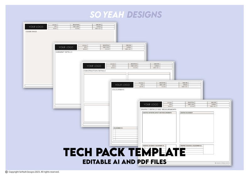 Fashion Apparel Tech Pack Template | 10 Page | Free Sample Hoodie Tech ...