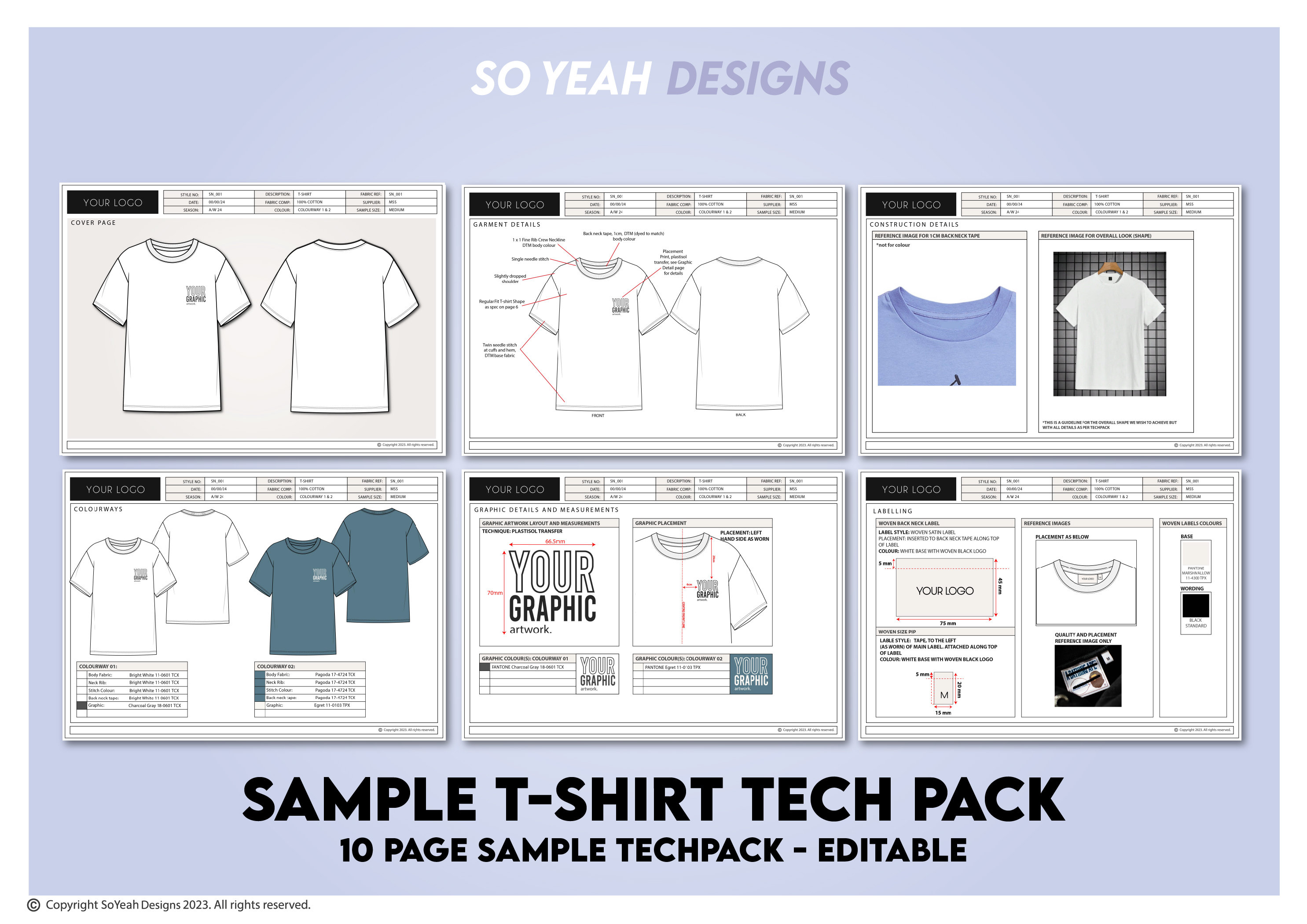 Sample Tshirt Tech Pack Mock up Template With Bonus Blank Template for ...