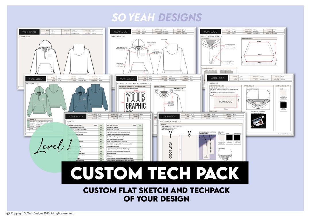 Custom Tech Pack Apparel Tech Pack for Factory Made to Order Digital ...