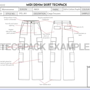 Cargo Utility Pants Fashion Flat Sketch - Bonus Pockets - Fashion ...