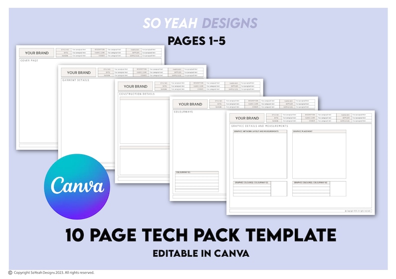 Canva Tech Pack Template Editable 10 Page | Free Sample Hoodie Fashion ...
